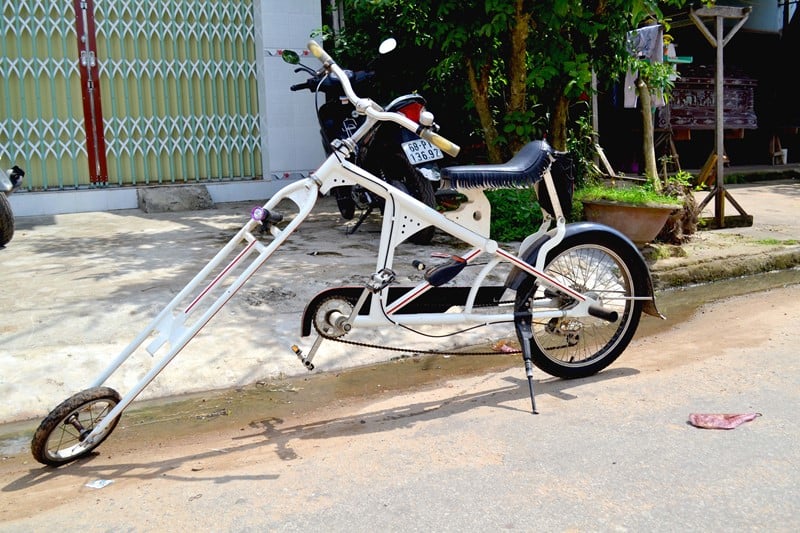 Cận cảnh xe đạp tự chế từ phế liệu giá hàng chục triệu đồng