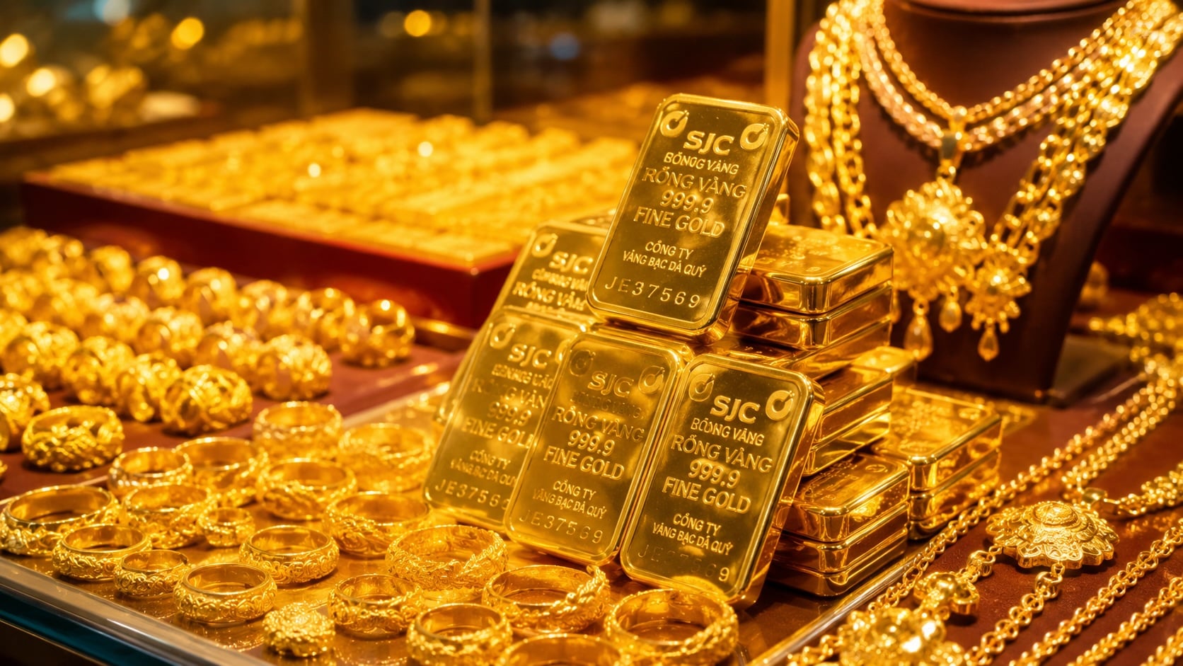 Bảng giá vàng 9999 24K 18K SJC DOJI PNJ hôm nay 19/5/2026