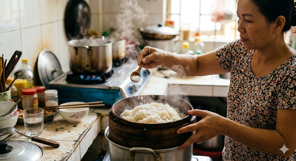 Vì sao các bà nội trợ khéo tay luôn cho muối khi đồ xôi?